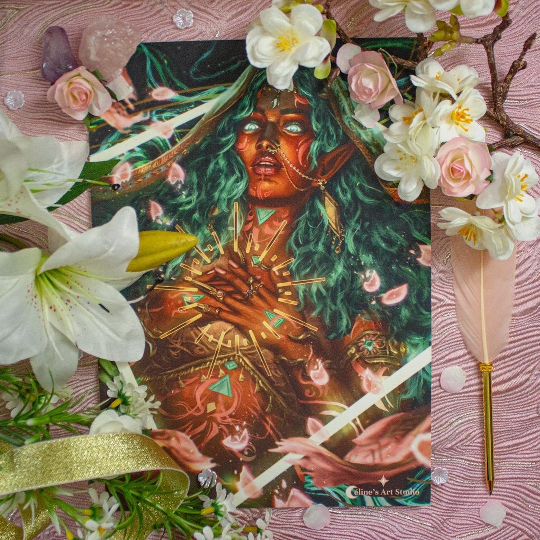 Mystical Elven Fantasy Art Print With Vibrant Colors - Fantasy Wall ...