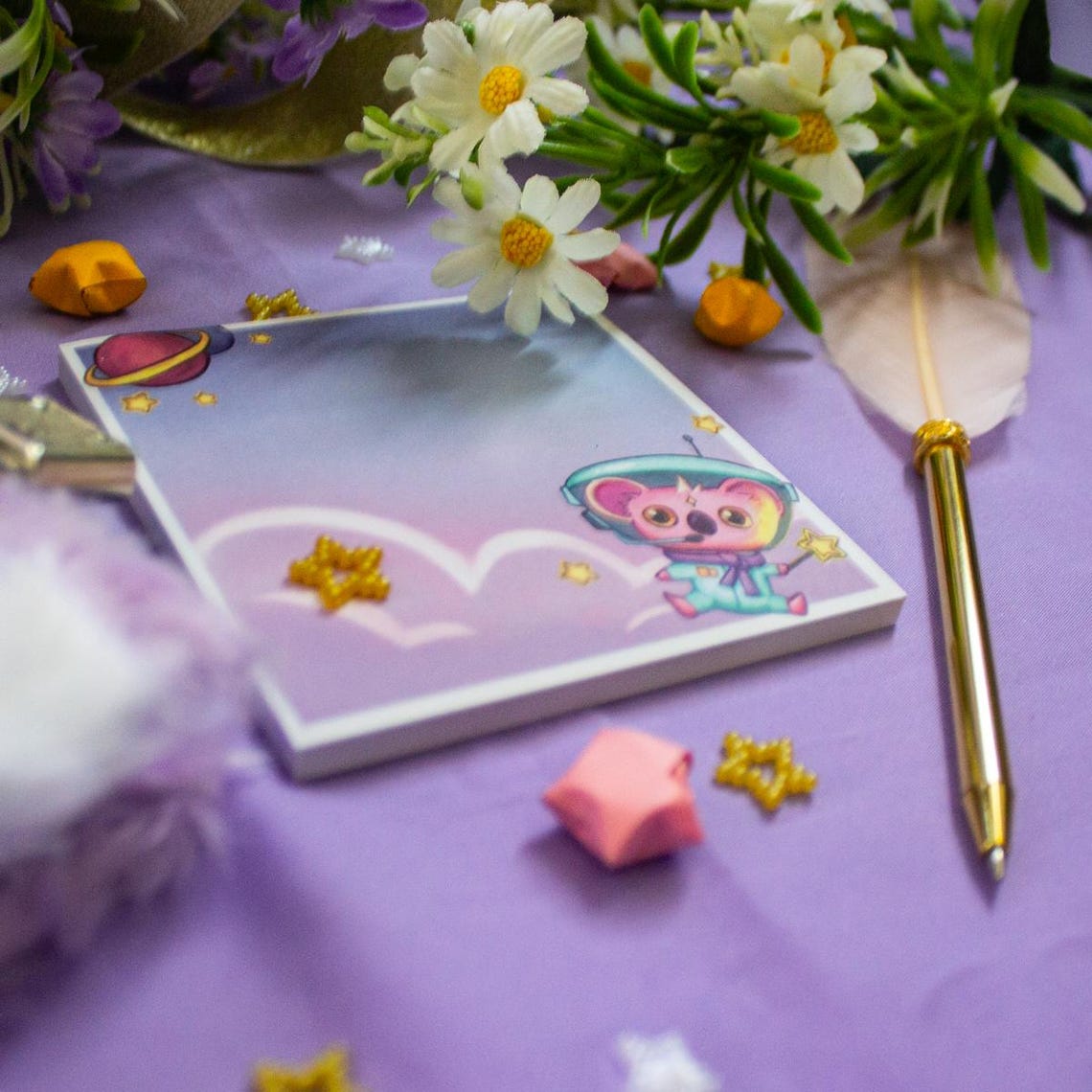 Kawaii Pastel Space Koala Sticky Notes, Cute Animal Memo Pad, Fantasy ...