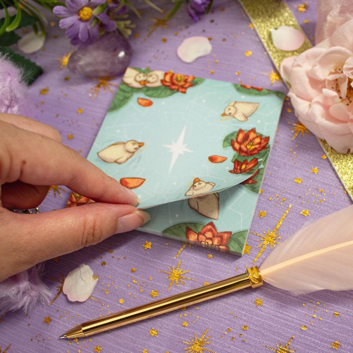 Kawaii Magical Duck Sticky Notes - Dreamy Starry Night Pastel Notepad ...
