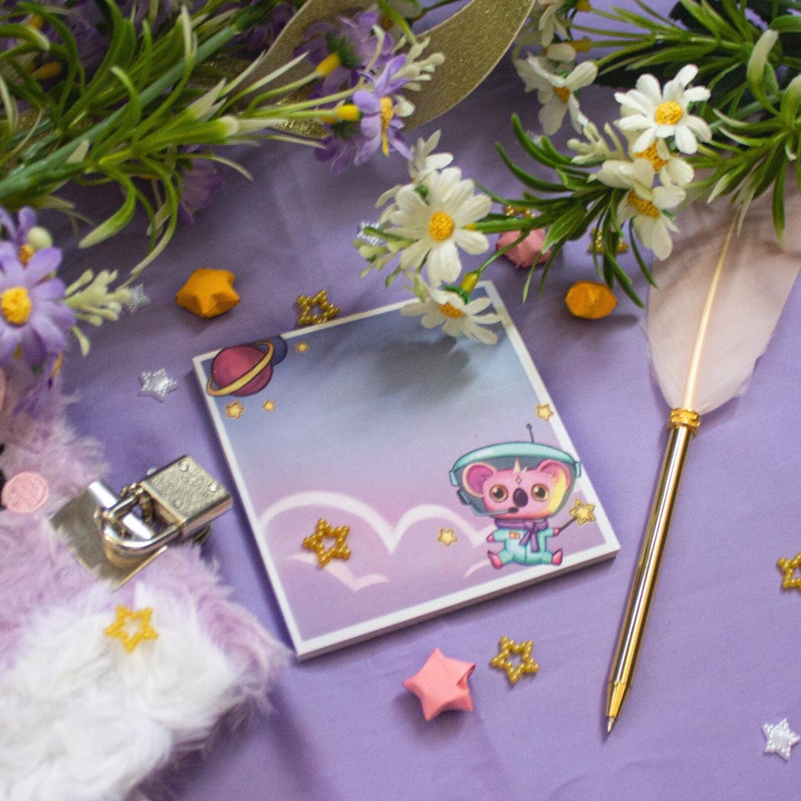 Kawaii Pastel Space Koala Sticky Notes, Cute Animal Memo Pad, Fantasy ...