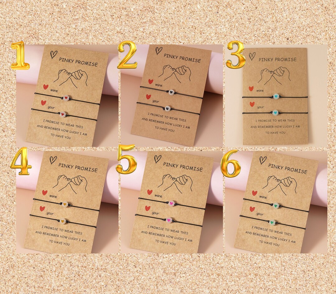 Pair of Pinky Promise Friendship Bracelets: Friendship Heart Beads ...