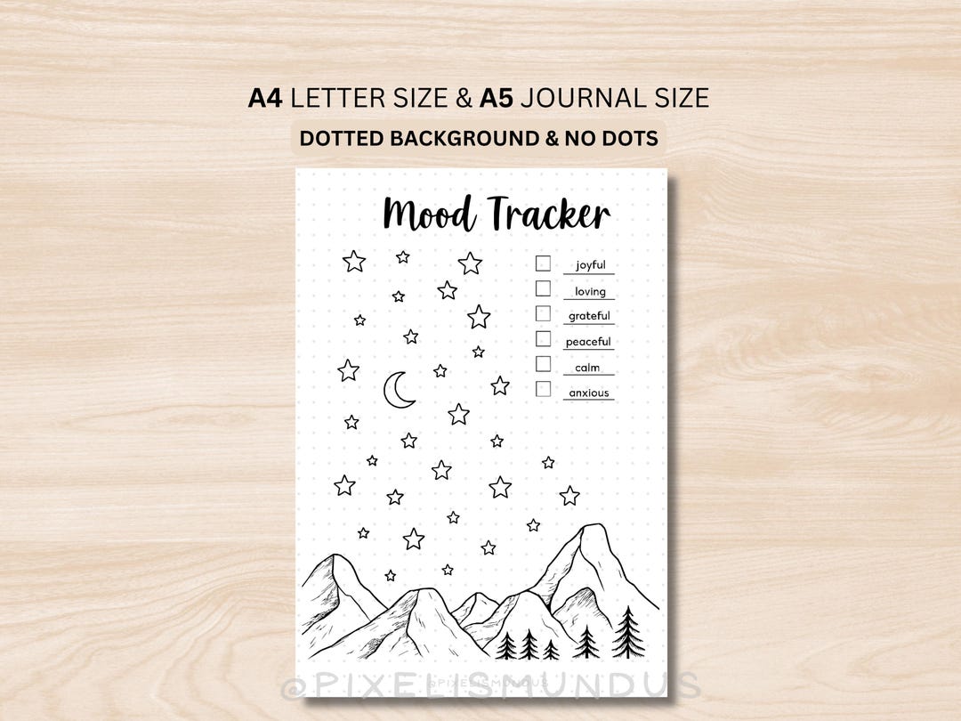Star Mood Tracker – Printable Journal Page, Planner Template, Feelings ...