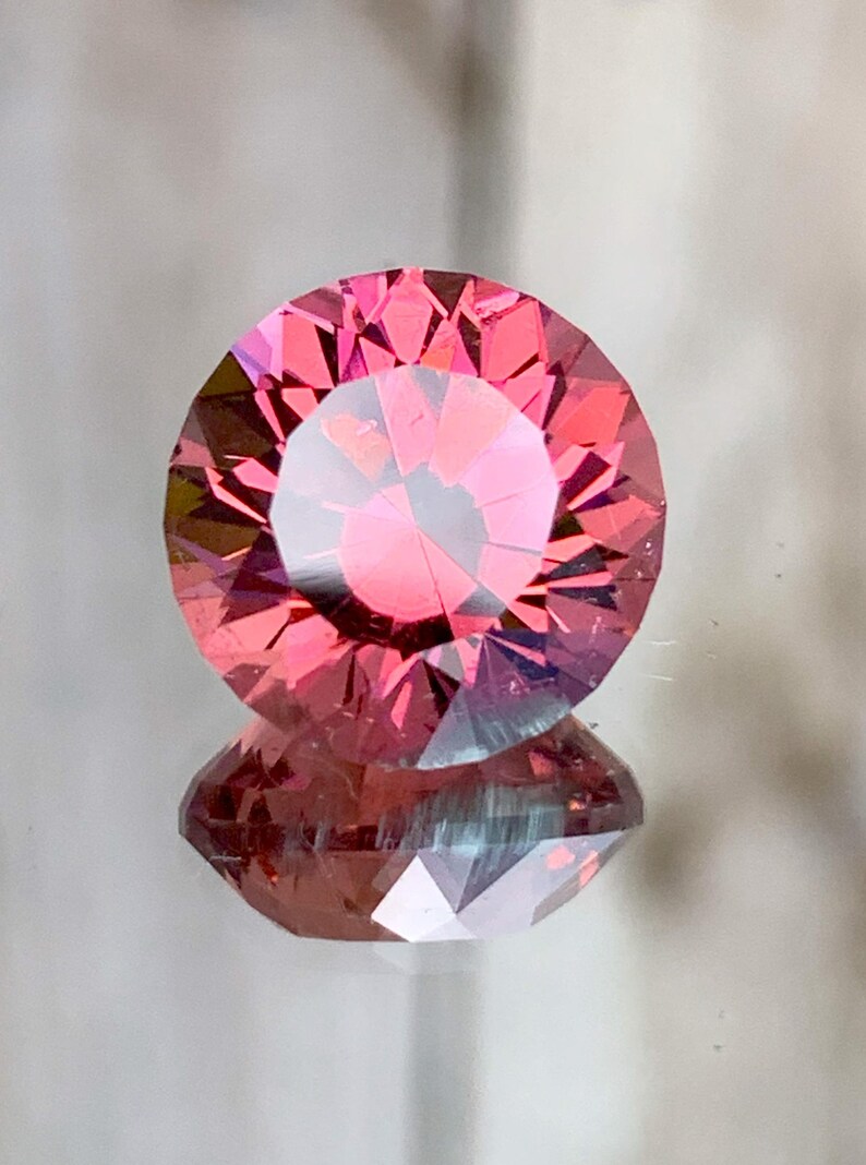 7.75ct Strawberry Rubellite Tourmaline Round Brilliant Cut Gemstone ...
