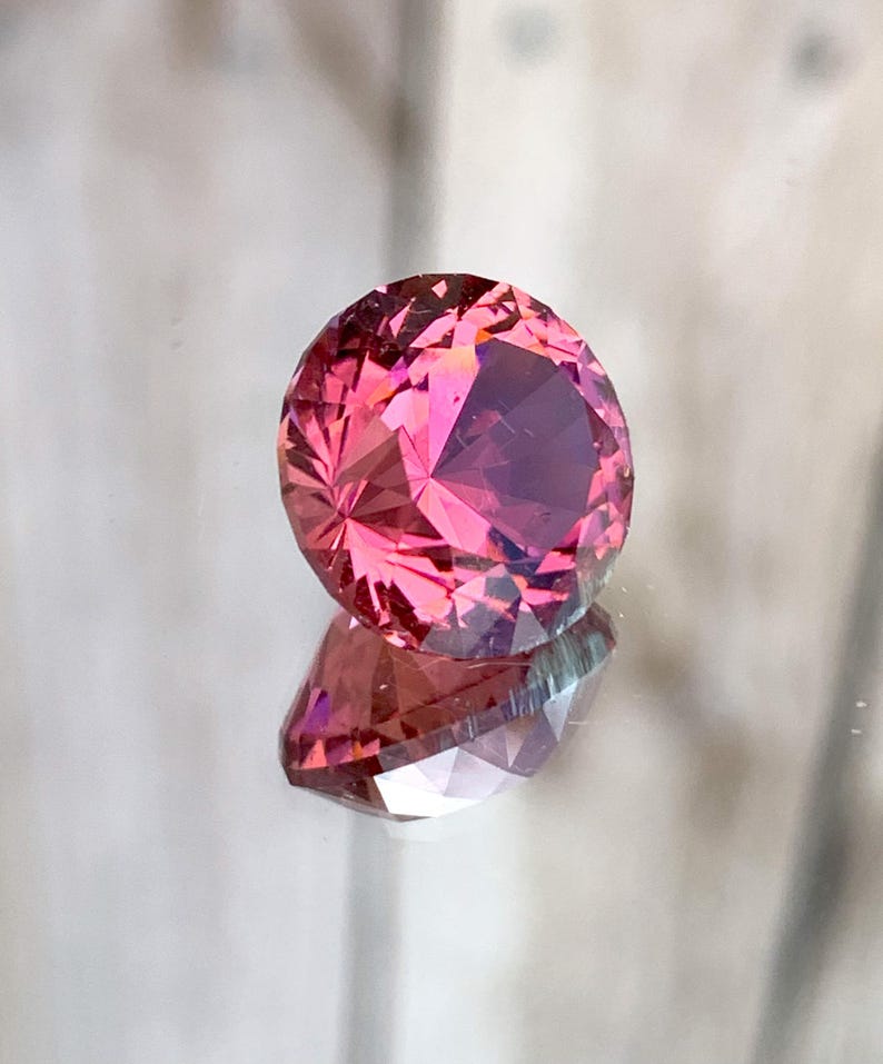 7.75ct Strawberry Rubellite Tourmaline Round Brilliant Cut Gemstone ...