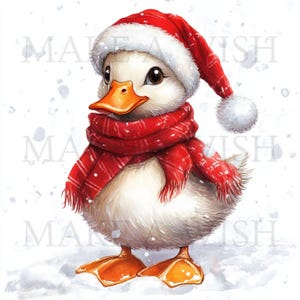 Christmas Duck Clipart Set, Whimsical Holiday Duckling Illustrations ...