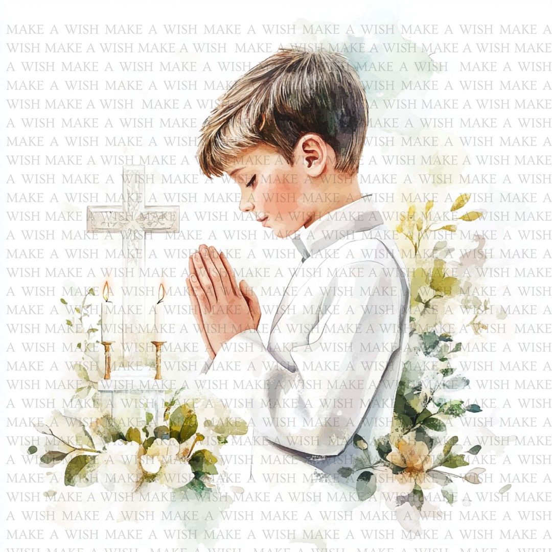 First Communion Boy Clipart, 11 JPG Watercolor Illustration, Religious ...