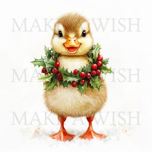 Christmas Duck Clipart Set, Whimsical Holiday Duckling Illustrations ...