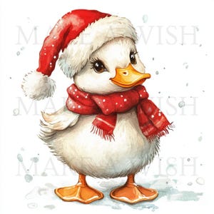 Christmas Duck Clipart Set, Whimsical Holiday Duckling Illustrations ...