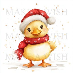 Christmas Duck Clipart Set, Whimsical Holiday Duckling Illustrations ...