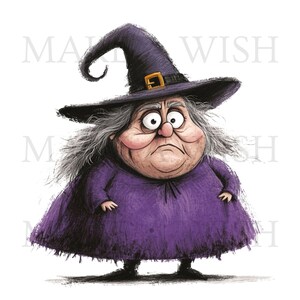 10 Funny Witch Clipart for Halloween, Cute Spooky Digital Halloween ...