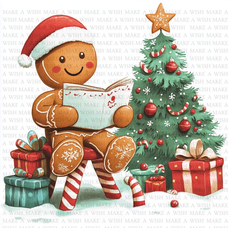 10 Gingerbread Man Reading Clipart Set, 10 High-quality Jpgs, Digital ...