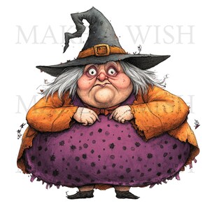 10 Funny Witch Clipart for Halloween, Cute Spooky Digital Halloween ...