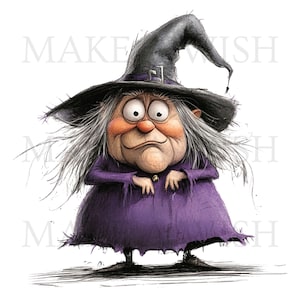 10 Funny Witch Clipart for Halloween, Cute Spooky Digital Halloween ...