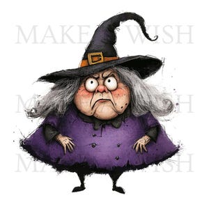 10 Funny Witch Clipart for Halloween, Cute Spooky Digital Halloween ...