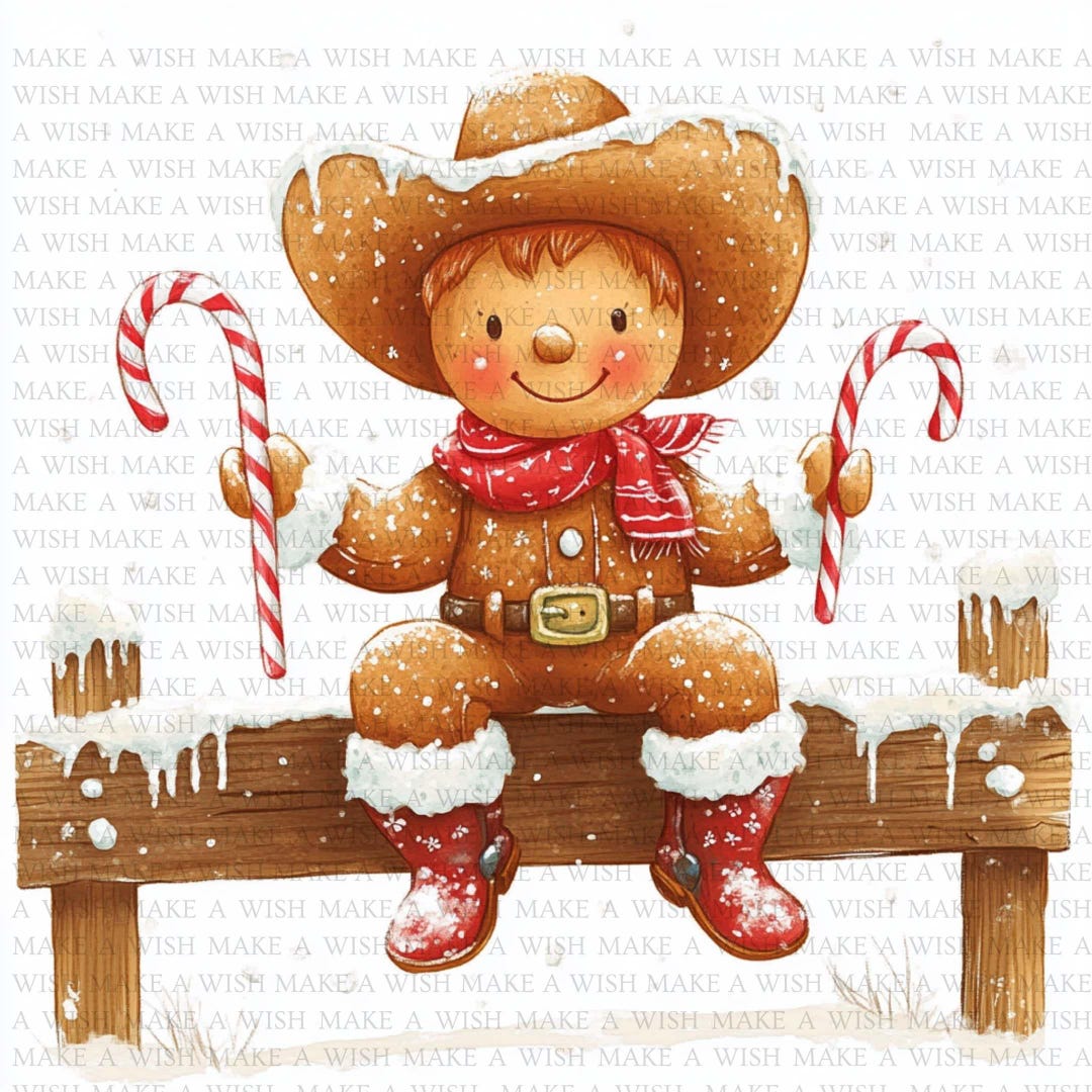 8 Gingerbread Man Clipart, Christmas Watercolor Download, Cowboy ...