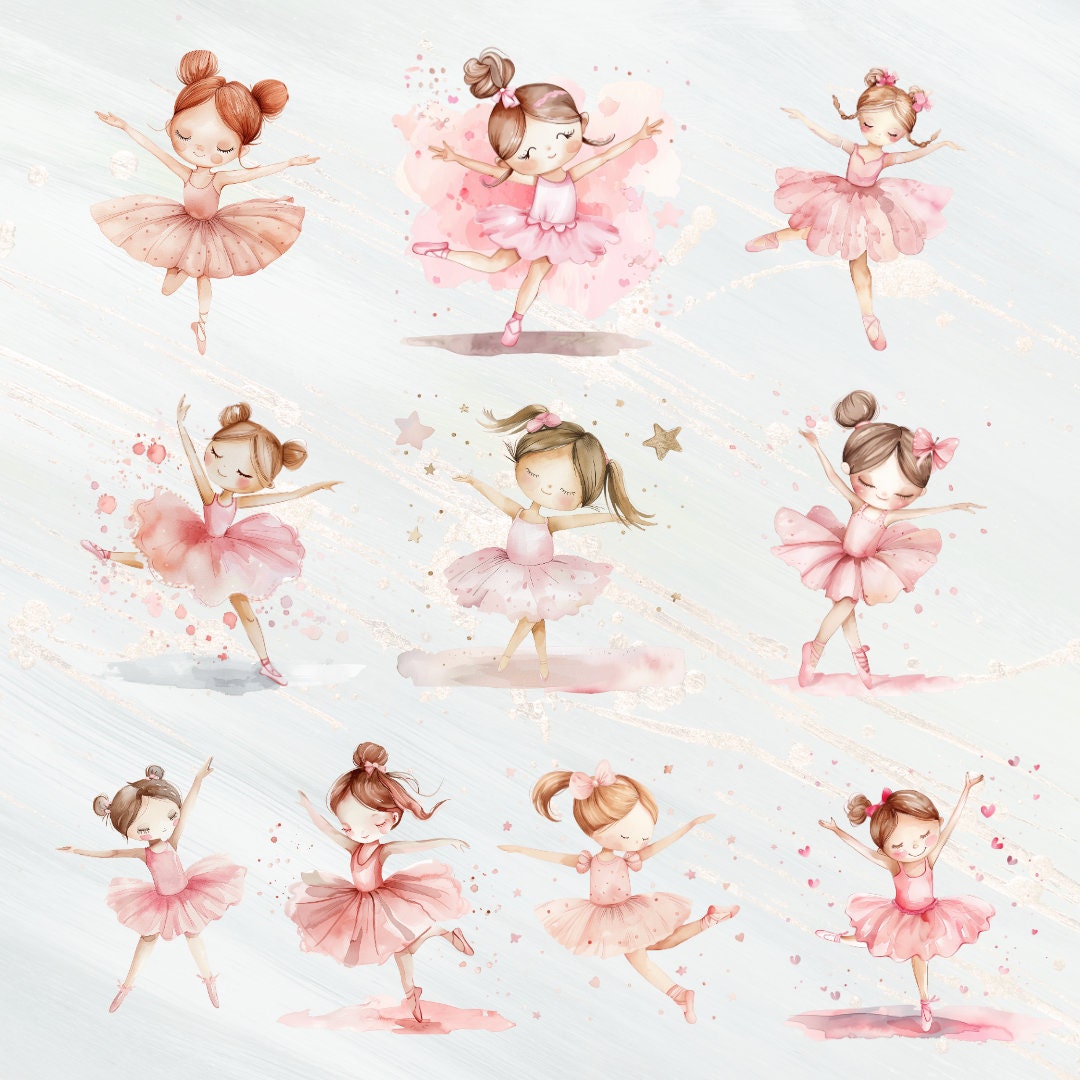 Ballerina Clipart Set PNG. Ballet Dance Clipart for Nursery Wall Art ...