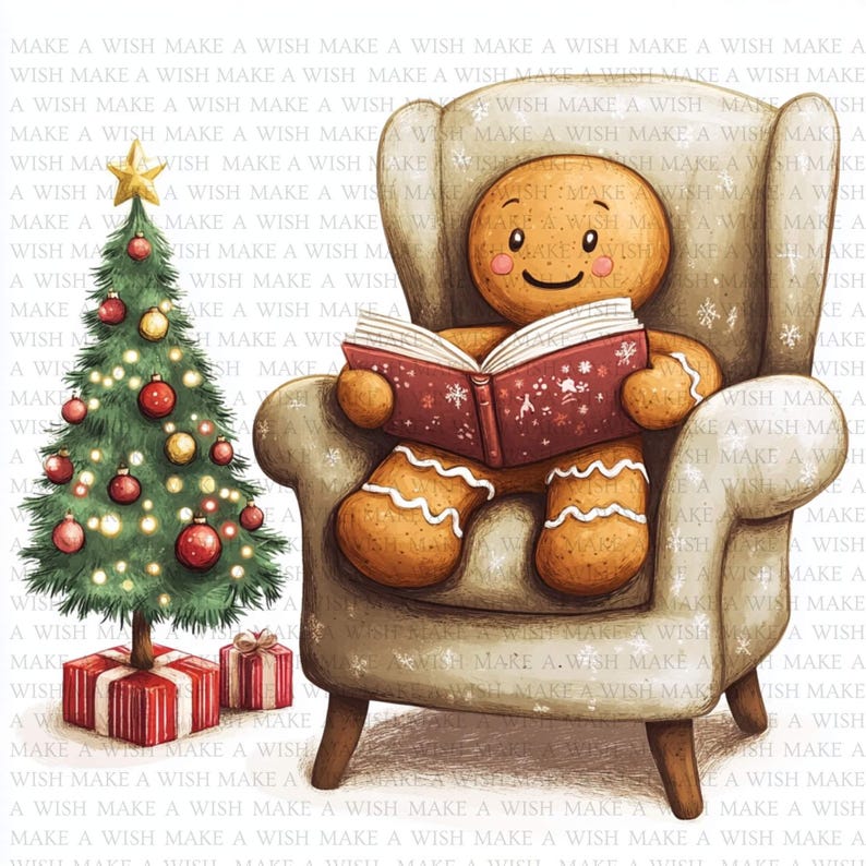 10 Gingerbread Man Reading Clipart Set, 10 High-quality Jpgs, Digital ...