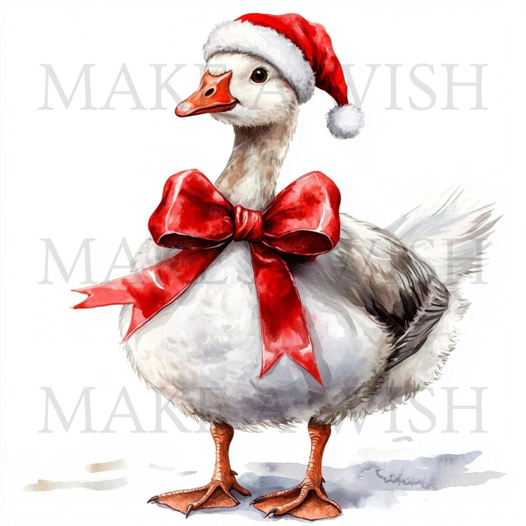Christmas Goose Clipart Set, Whimsical Holiday Geese Illustrations ...