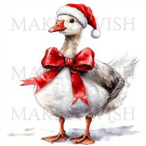 Christmas Goose Clipart Set, Whimsical Holiday Geese Illustrations ...