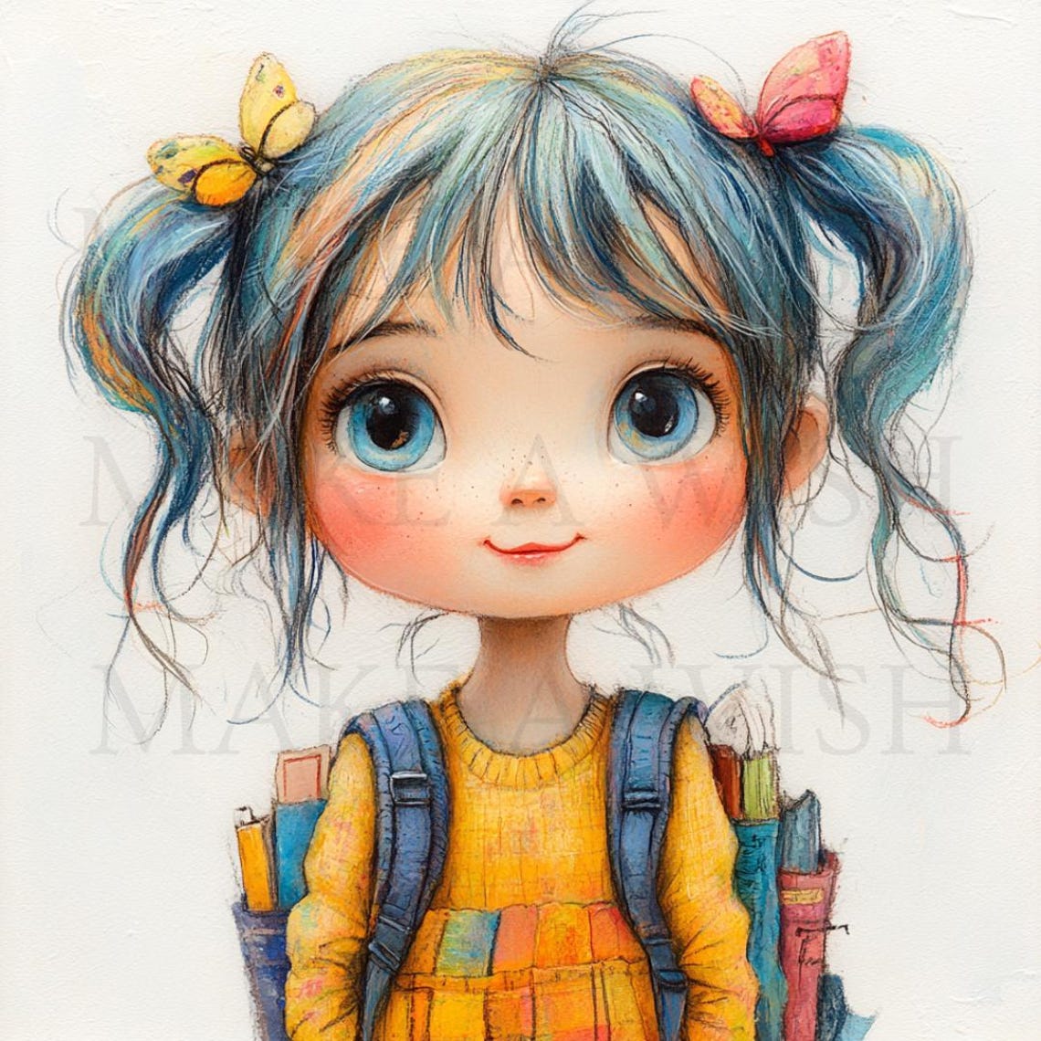 10 Quirky Girls, Back to School, Watercolor Clipart Bundle, Watercolor ...