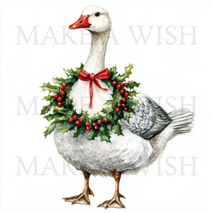 Christmas Goose Clipart Set, Whimsical Holiday Geese Illustrations ...