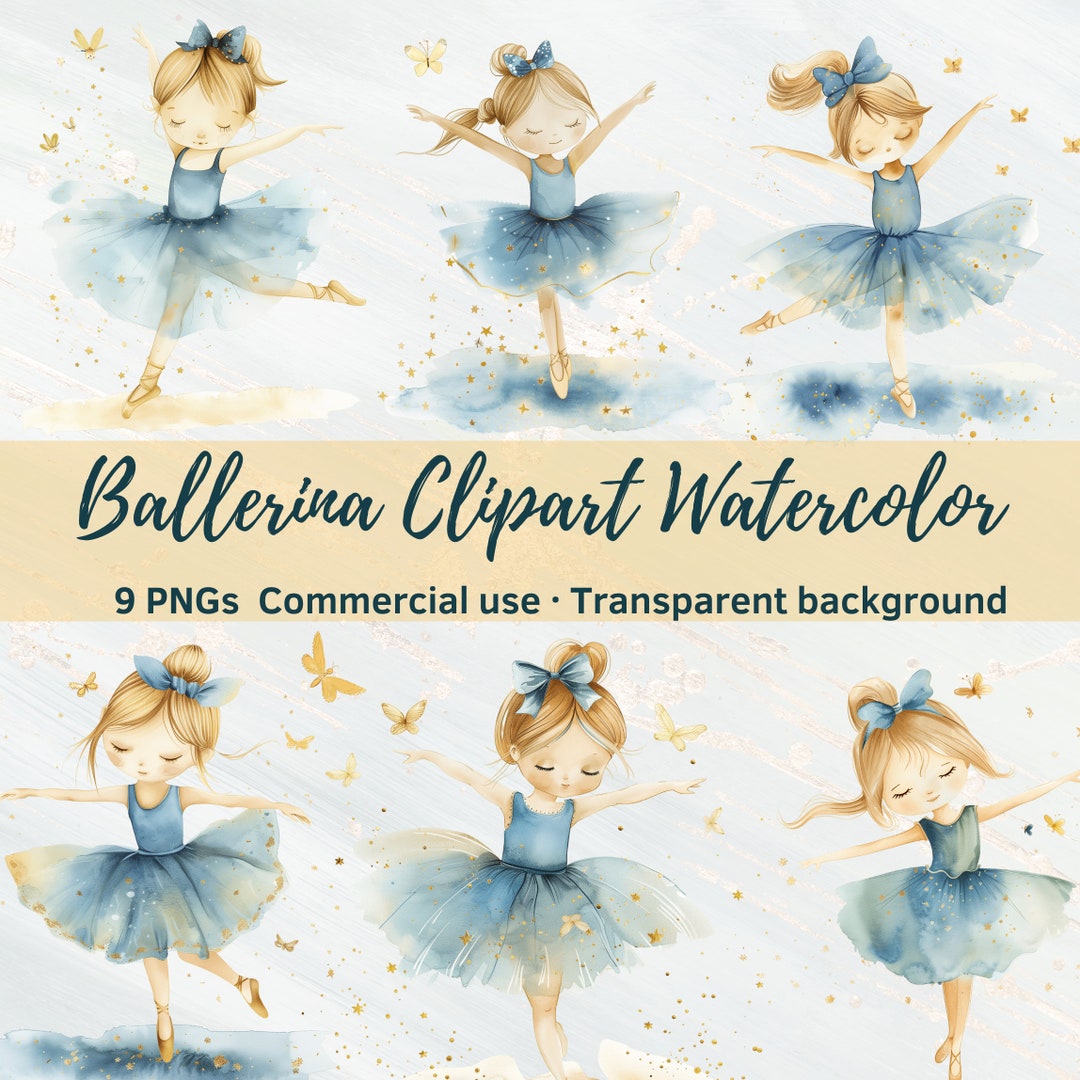 Ballerina Clipart Set PNG. Ballet Dance Clipart for Nursery Wall Art ...