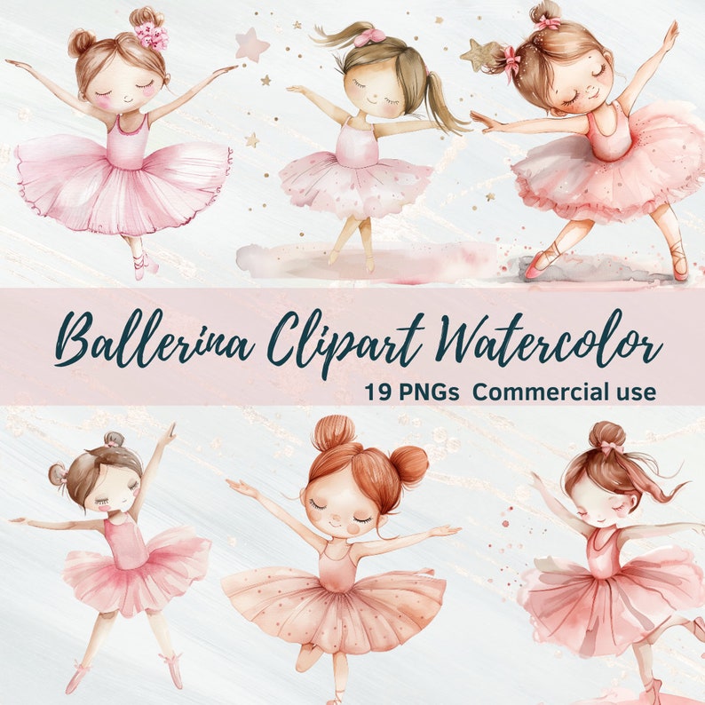 Ballerina Clipart Set PNG. Ballet Dance Clipart for Nursery Wall Art ...