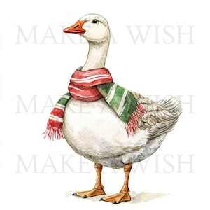 Christmas Goose Clipart Set, Whimsical Holiday Geese Illustrations ...