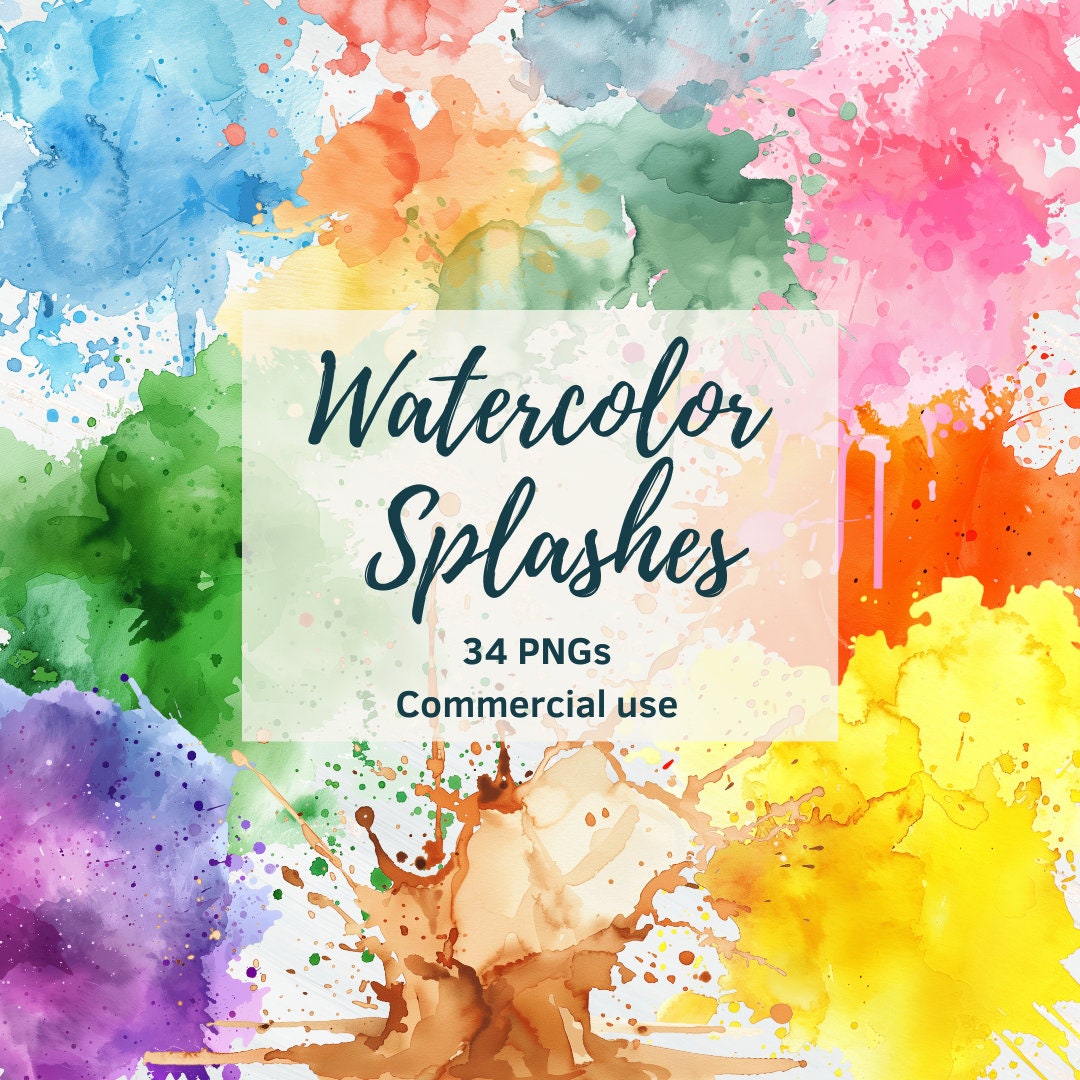 Watercolor Color Splash Clipart. Splashes Png Texture Png Commercial ...