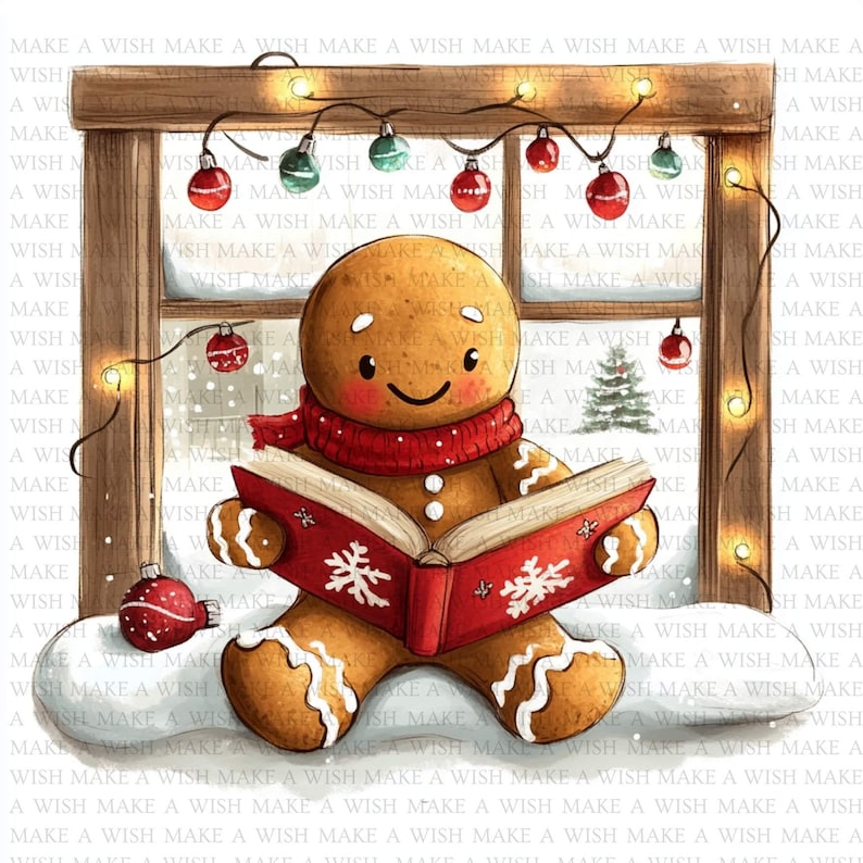 10 Gingerbread Man Reading Clipart Set, 10 High-quality Jpgs, Digital ...