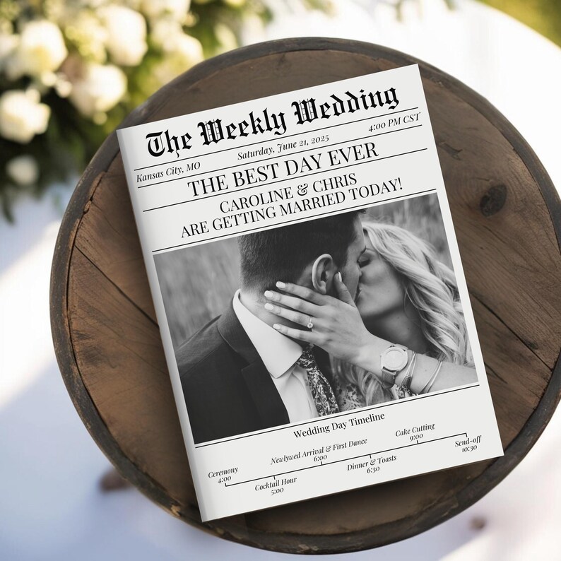 Wedding Newspaper Program, Wedding Menu, Newspaper Welcome Bag ...