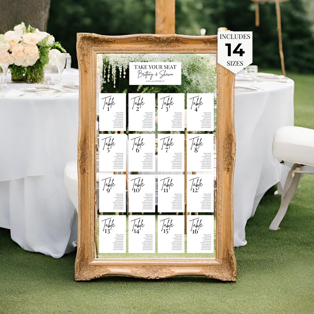 Wedding Seating Chart Cards Template, Mirror Seating Chart Template ...