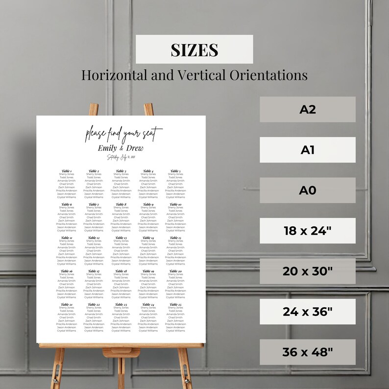 Large Seating Chart Wedding Template, Large Wedding Seating Chart Board ...