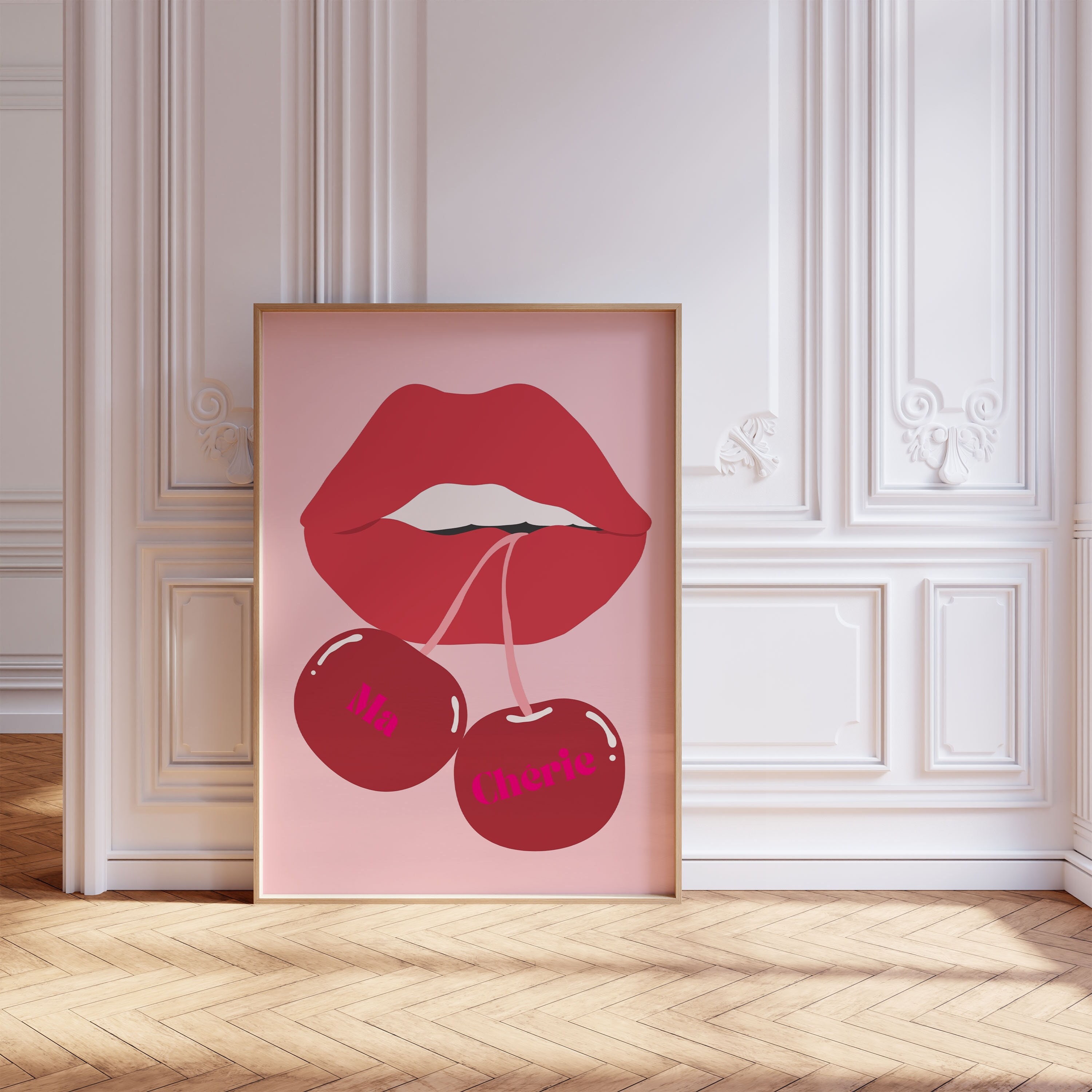 Cherry Wall Art Print, Printable Feminine Poster, Ma Cherie Poster ...
