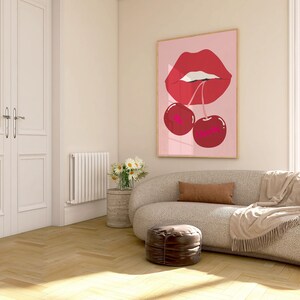 Cherry Wall Art Print, Printable Feminine Poster, Ma Cherie Poster ...