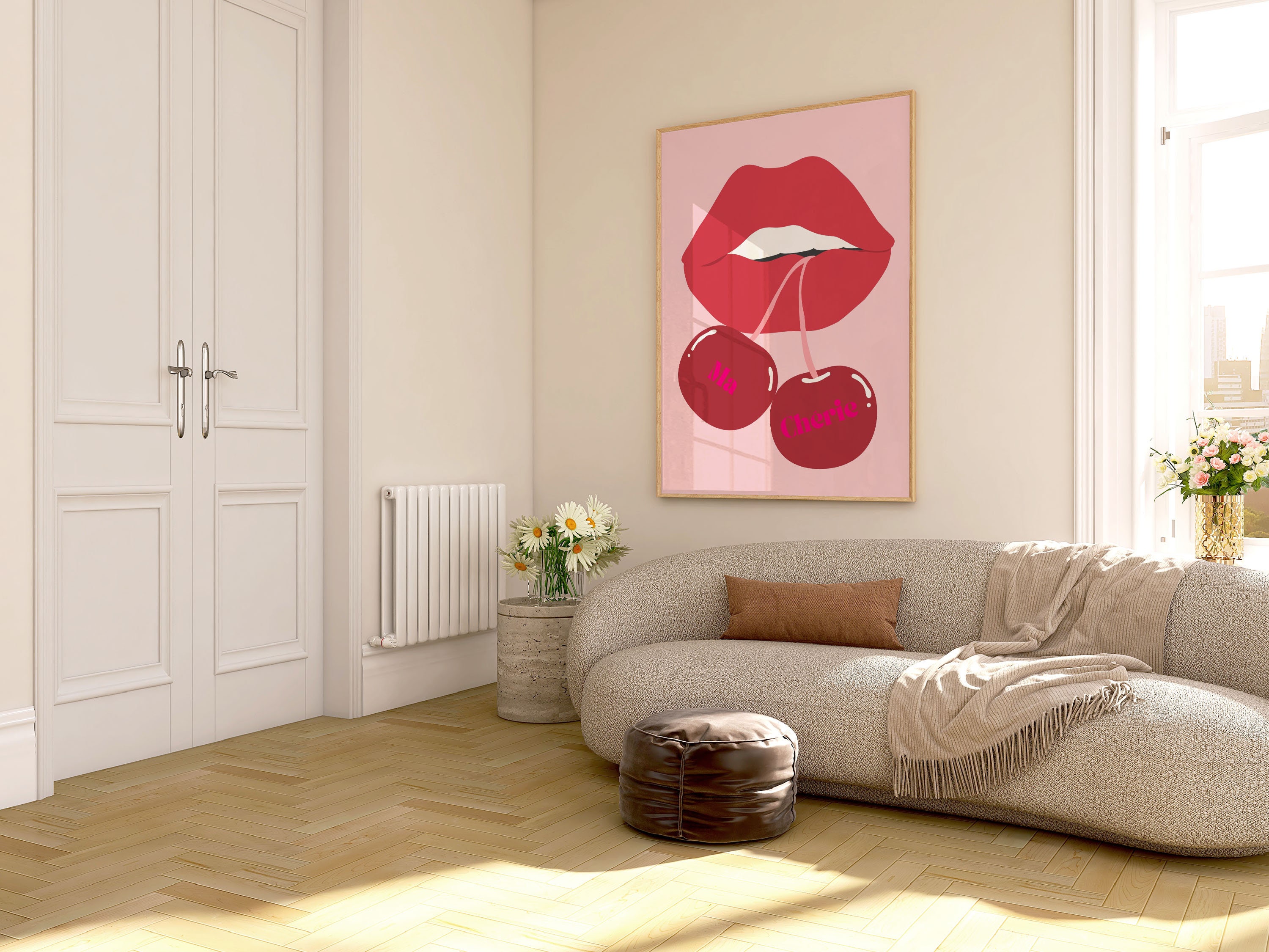 Cherry Wall Art Print, Printable Feminine Poster, Ma Cherie Poster, Coquette Soft Girl Bedroom ...