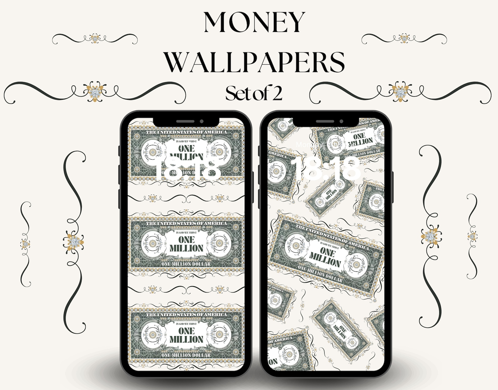 Money Wallpapers,set of 2 Phone Wallpaper,financial Success,abundance ...