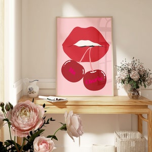 Cherry Wall Art Print, Printable Feminine Poster, Ma Cherie Poster ...