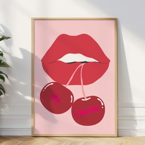 Cherry Wall Art Print, Printable Feminine Poster, Ma Cherie Poster ...