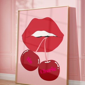 Cherry Wall Art Print, Printable Feminine Poster, Ma Cherie Poster ...