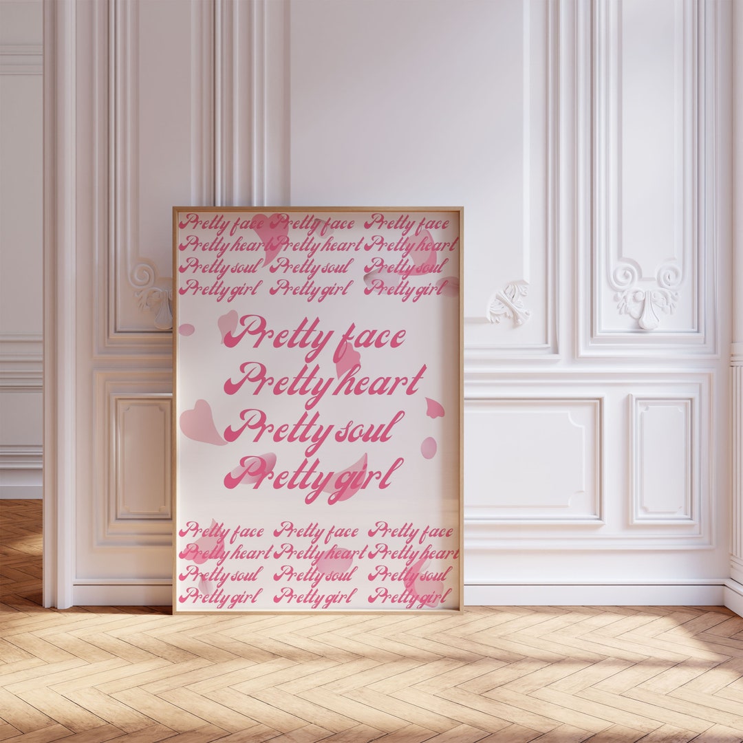 Pretty Girl Art Print, Pink Coquette Room Decore, Trendy Art Prints ...