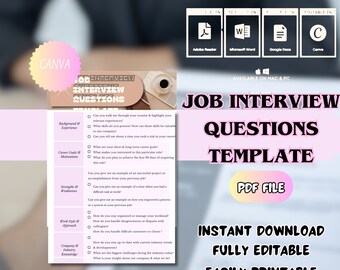 Job Interview Questions Template Interview Prep Interview Guide ...
