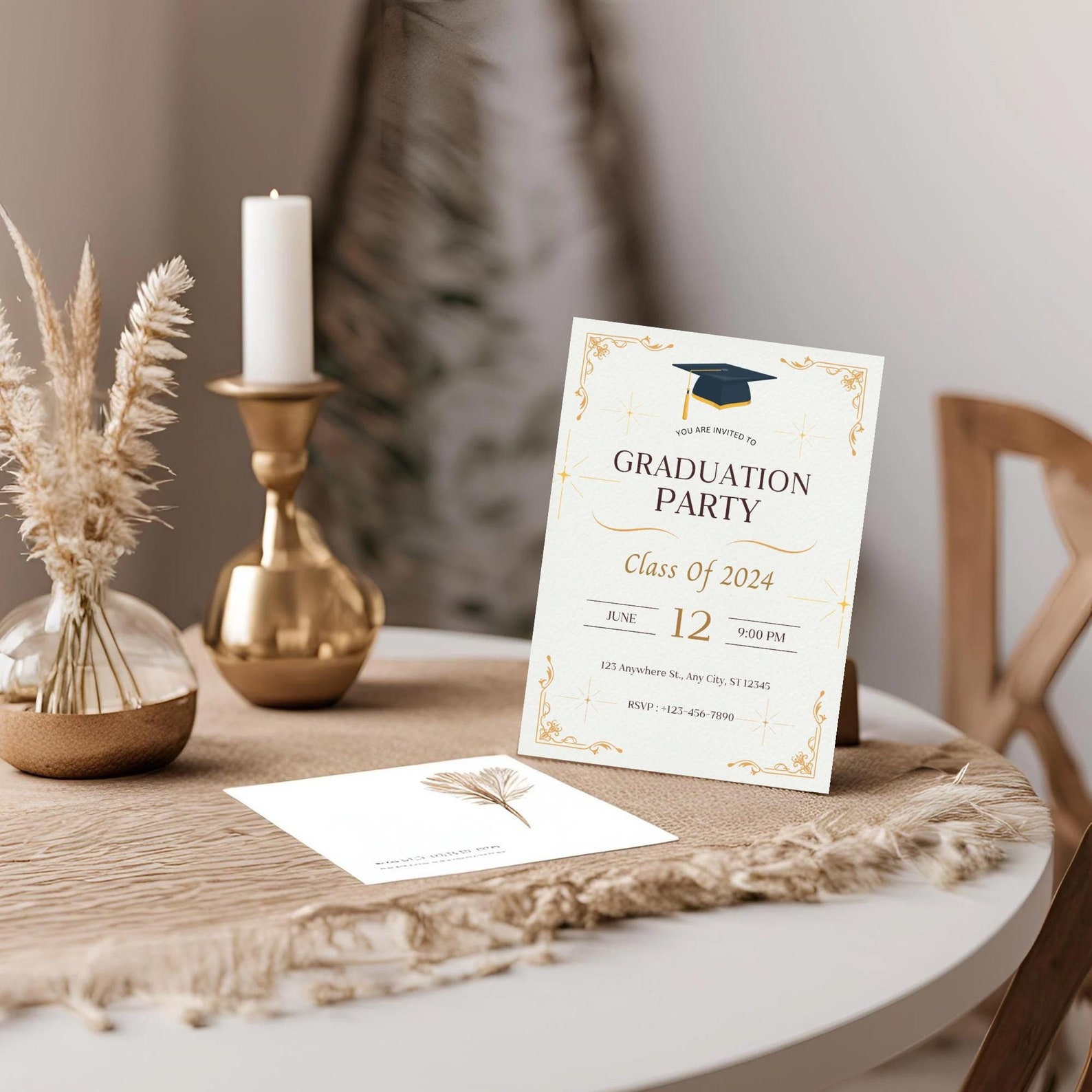 Gold Digital Graduation Invitation Class of 2024 Customizable Invite ...