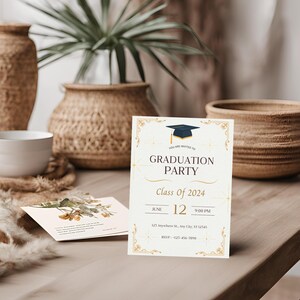 Gold Digital Graduation Invitation Class of 2024 Customizable Invite ...
