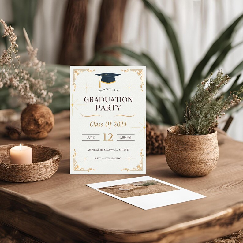 Gold Digital Graduation Invitation Class of 2024 Customizable Invite ...