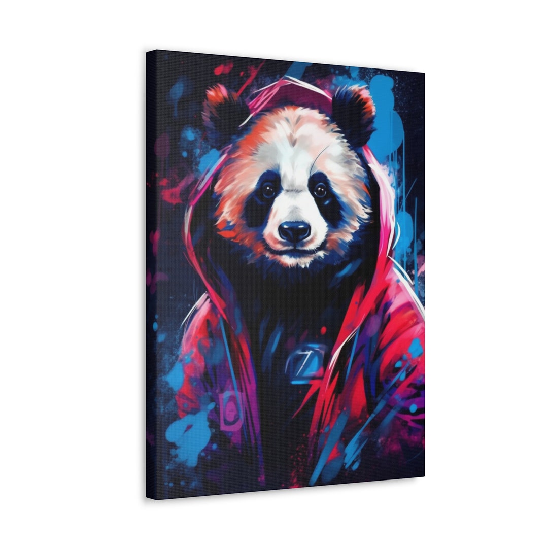 CANVAS PRINT Panda Portrait Oil Painting Panda Poster Wildlife Wall Art ...