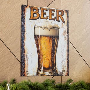 Beer Wall Art | Bar Wall Decor | Vintage Bar Artwork | Rustic Beer ...