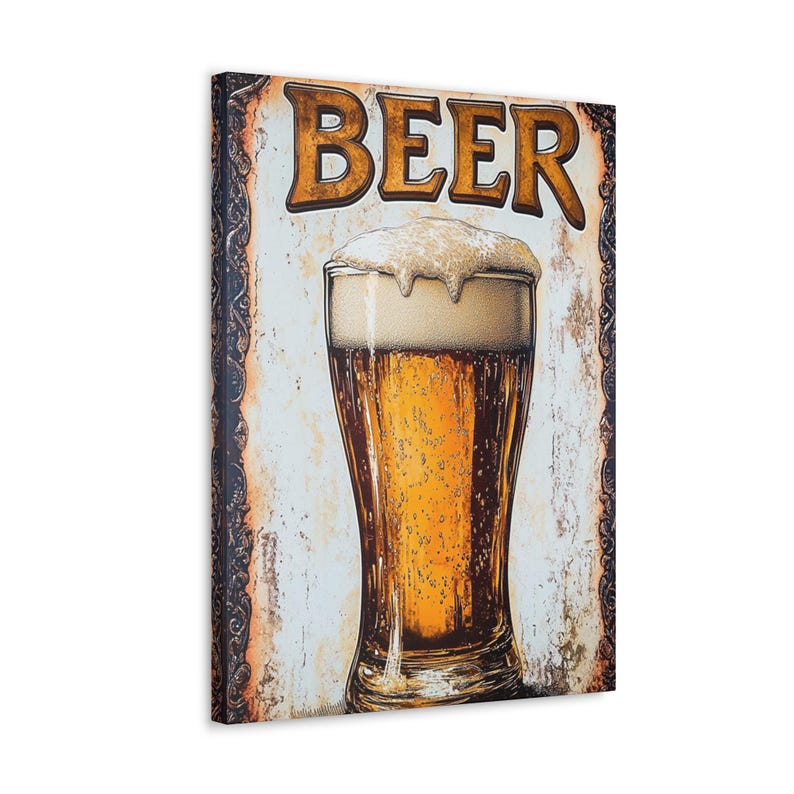 Beer Wall Art | Bar Wall Decor | Vintage Bar Artwork | Rustic Beer ...