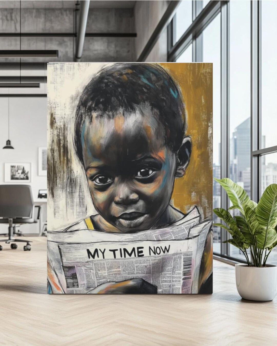 Empowering Portrait Painting Canvas Print | Black Boy Art | African ...