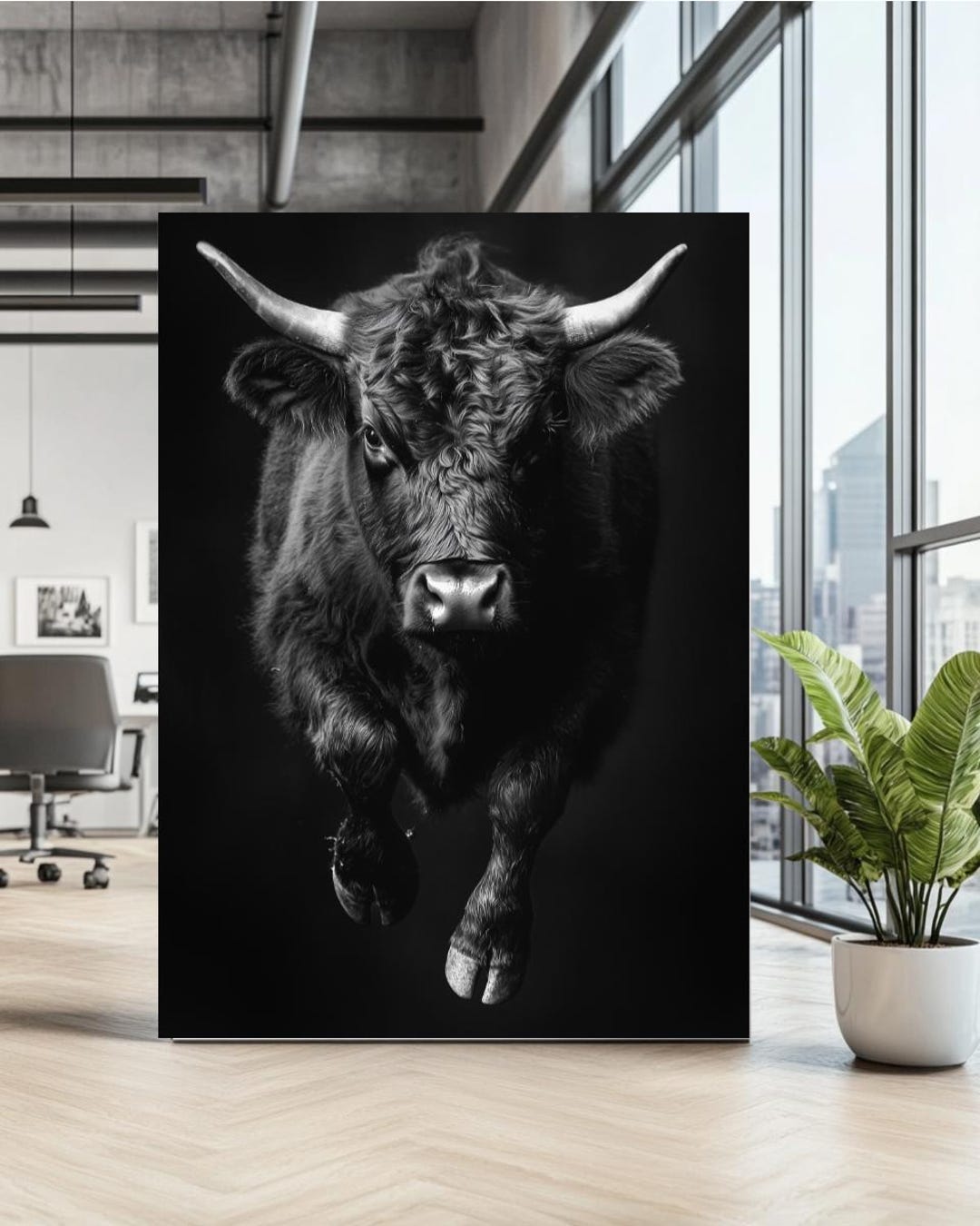 Highland Cow Painting Canvas Print Rustic Bull Wall Art Farmhouse ...